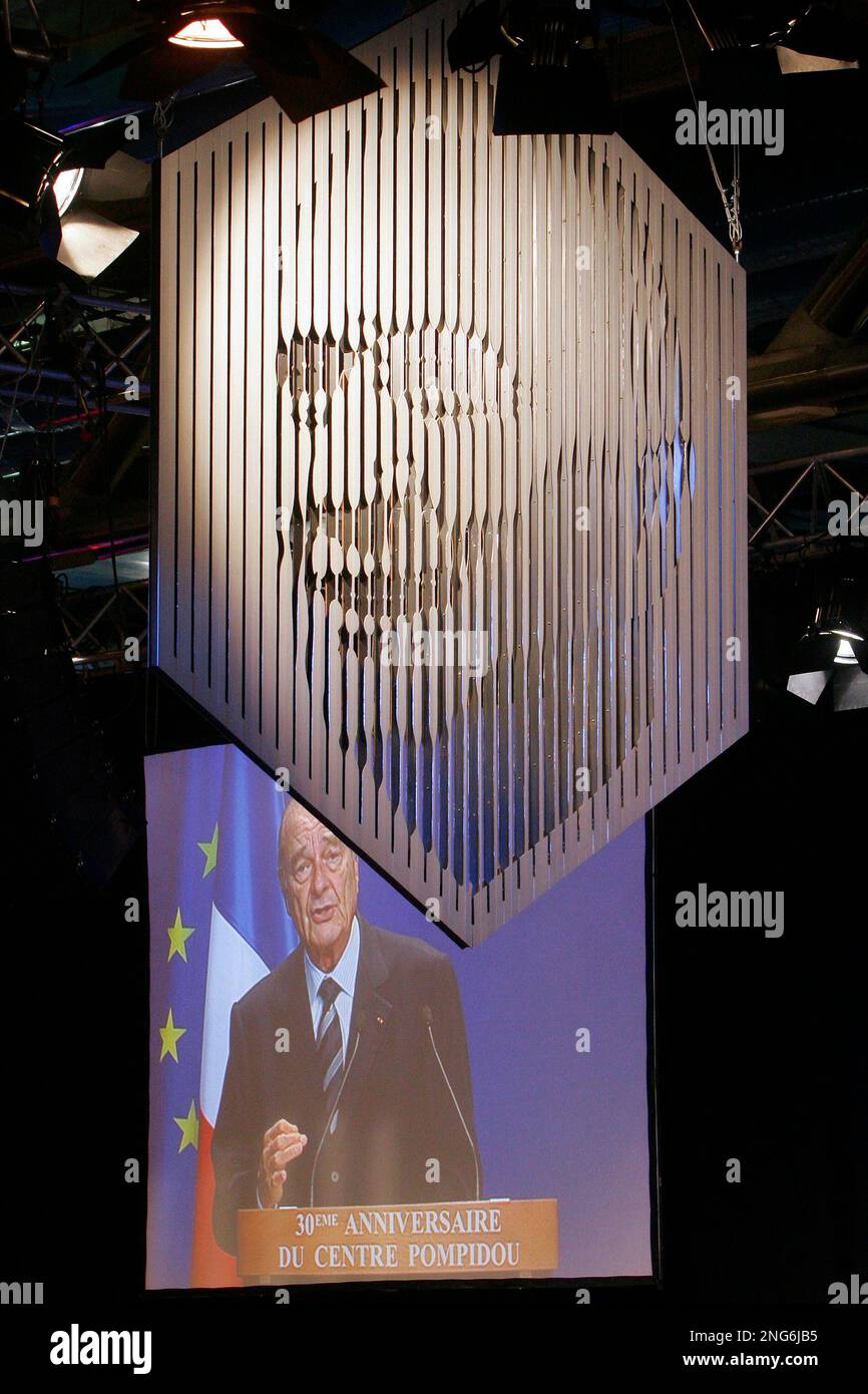The suspended portrait of late French president Georges Pompidou, by ...