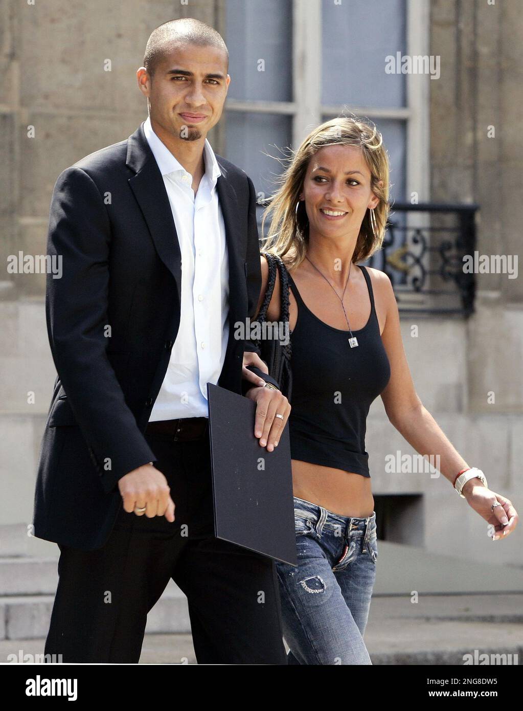 French soccer player David Trezeguet and his wife Beatrice leave the ...