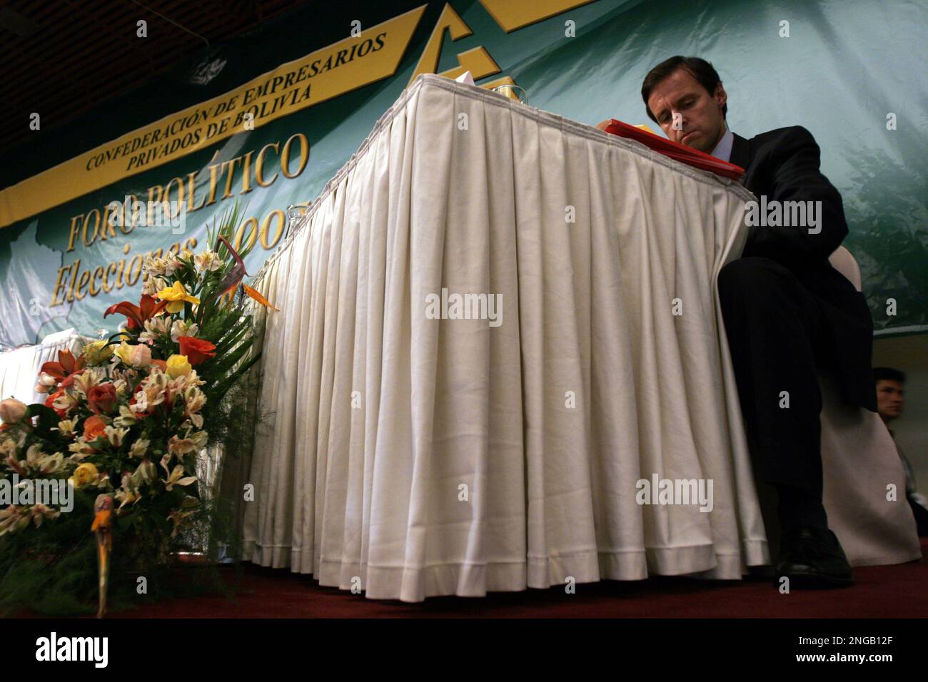 Bolivian presidential candidate of the party PODEMOS (Poder Democratico ...
