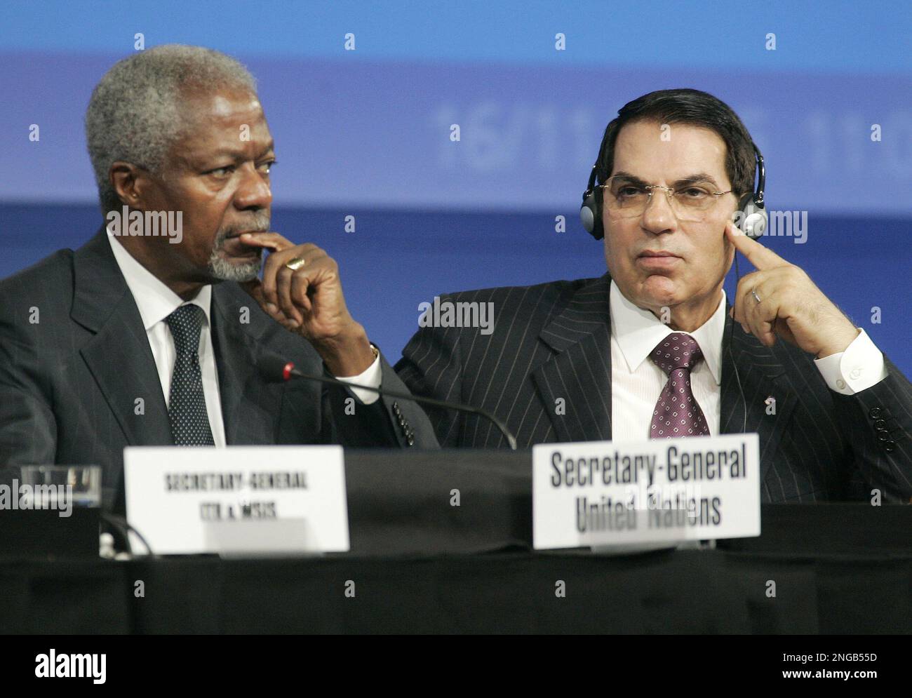 General Secretary of the United Nation Kofi Annan, left, and President of Tunisia Zine El ...