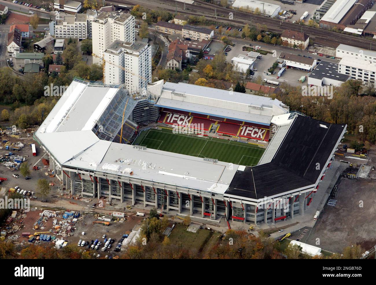 Aerial view of the Fritz Walter stadium in Kaiserslautern, western ...