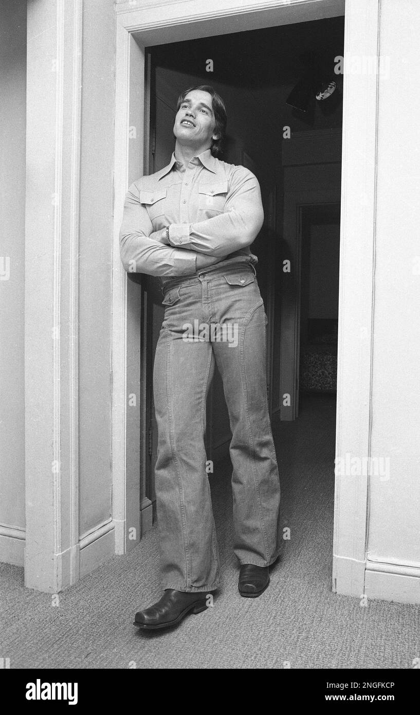 Bodybuilder and actor Arnold Schwarzenegger is shown in 1975 ...