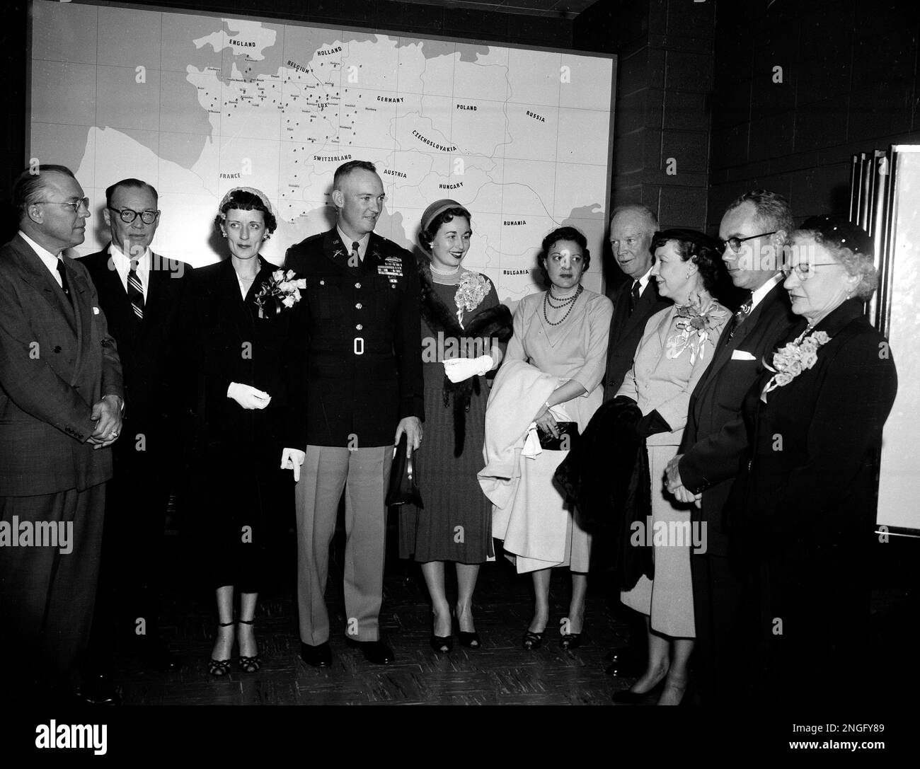 Members of President Dwight Eisenhower's immediate family pose before a ...