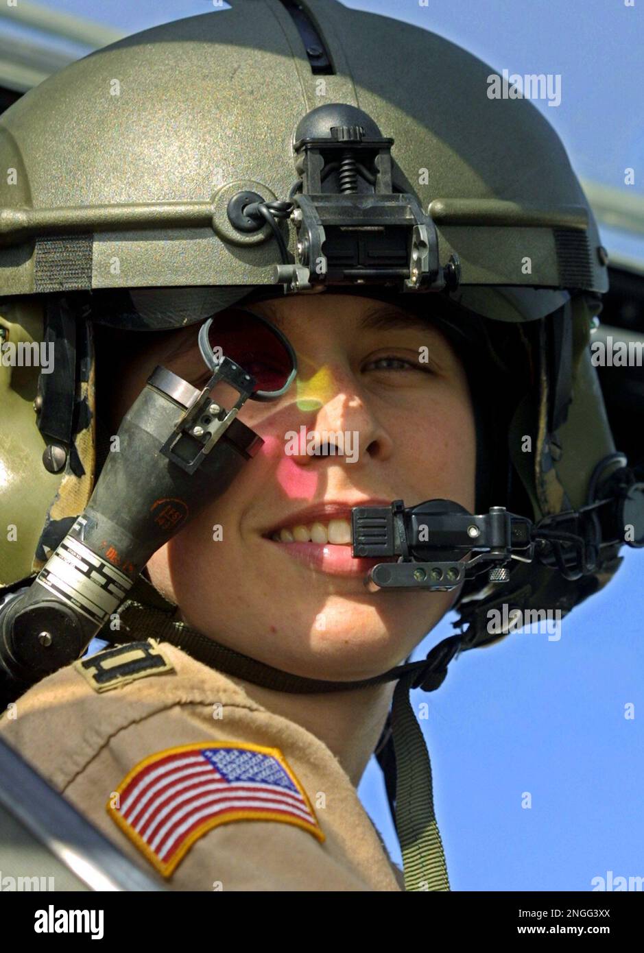 U.S. Army Captain Kellie Keller poses for the photographer from inside ...