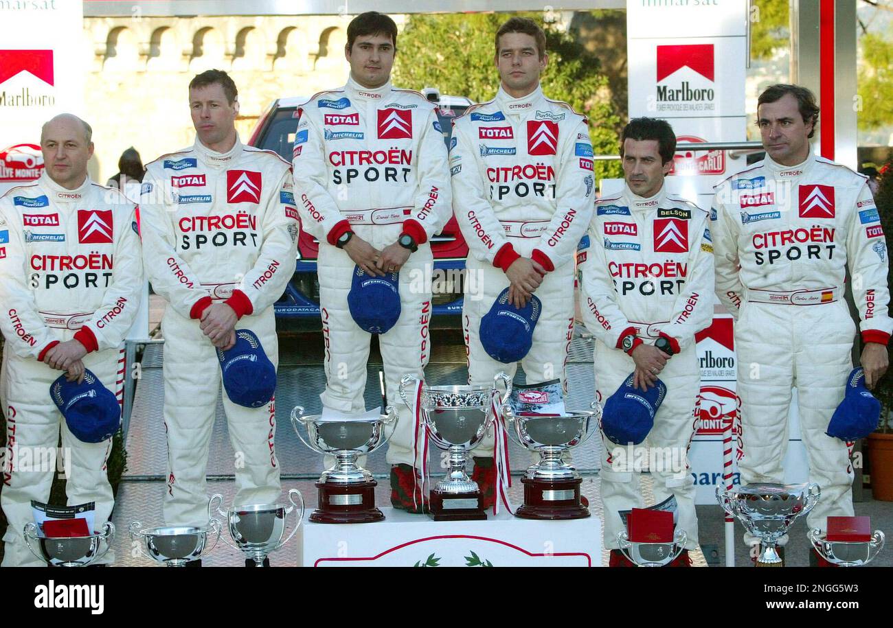 Sebastien Loeb from France, third from right, and his co driver Daniel ...