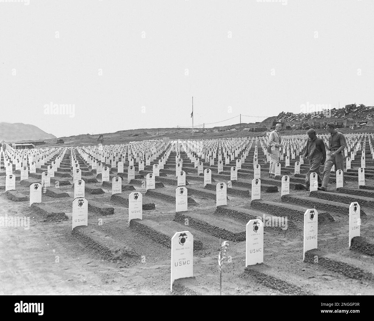 White markers designate the final resting place for hundreds of Third ...