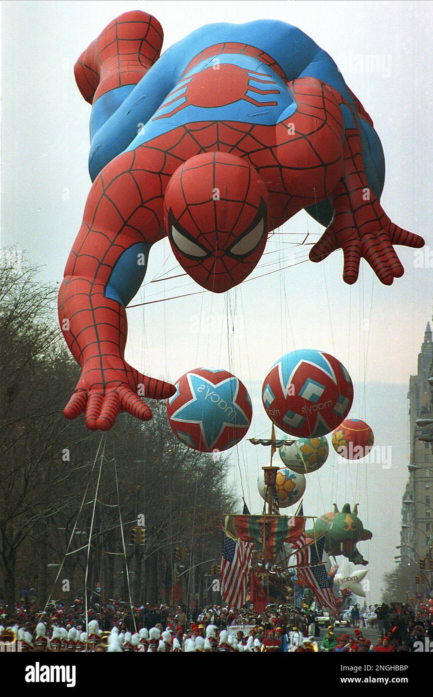 Spider Man makes his way down Central Park West in Manhattan at the ...