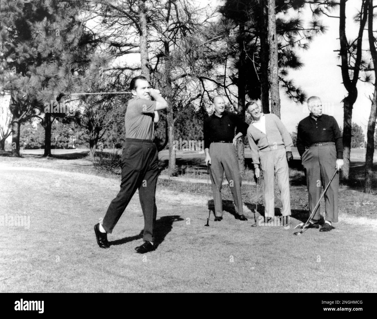 Former U.S. Vice President Richard M. Nixon is shown driving from first ...