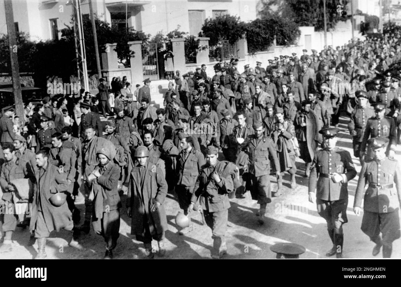 Columns of Italian soldiers, captured by the Greek Army on the Albanian ...
