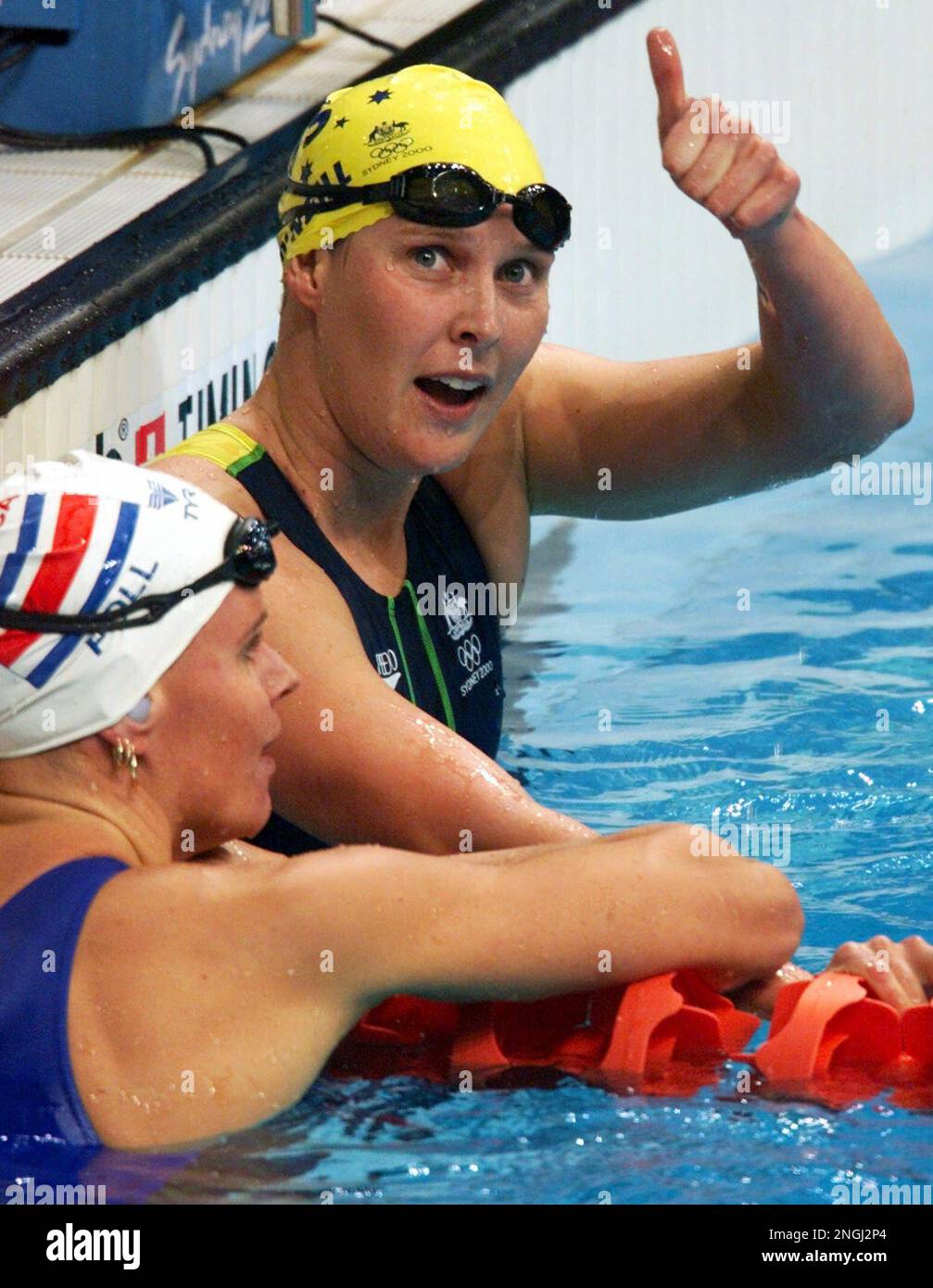 Australian swimmer Susie O'Neill celebrates winning the gold medal in ...