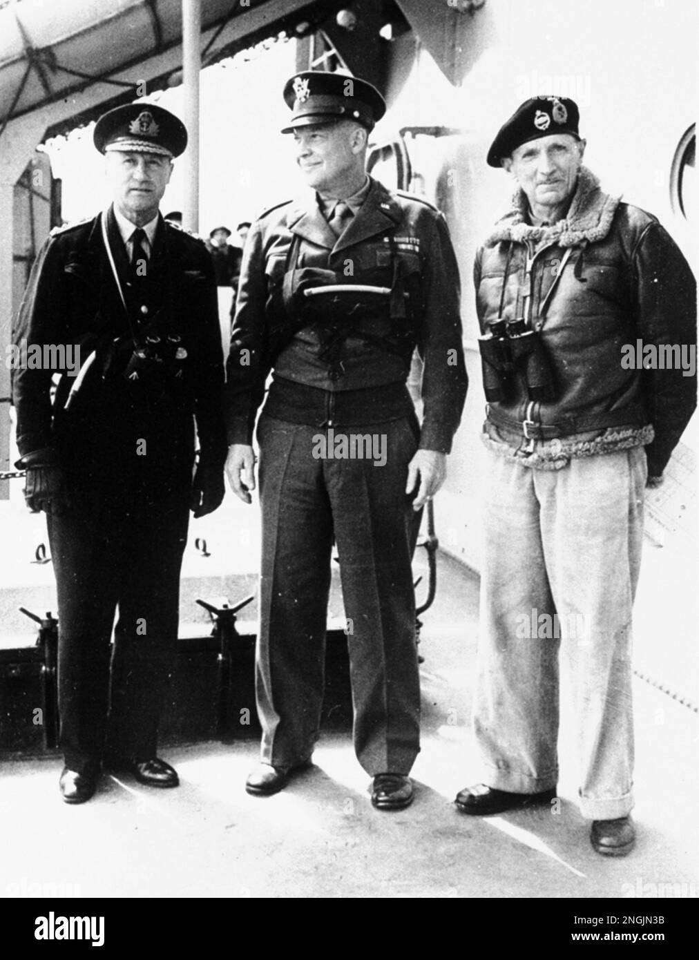 On the deck of the H.M.S. Apollo, June 8, 1944, the top chiefs of the ...