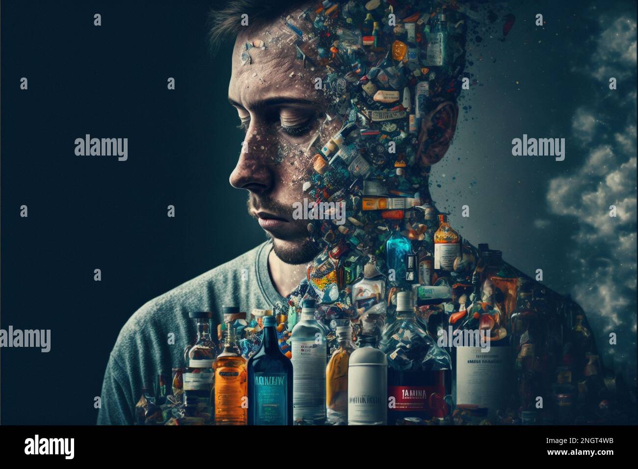 Concept de toxicomanie avec une image centrale représentant la ...