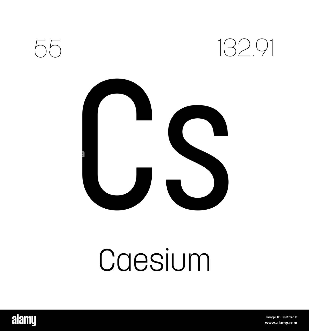 Césium, cs, élément de table périodique avec nom, symbole, numéro ...
