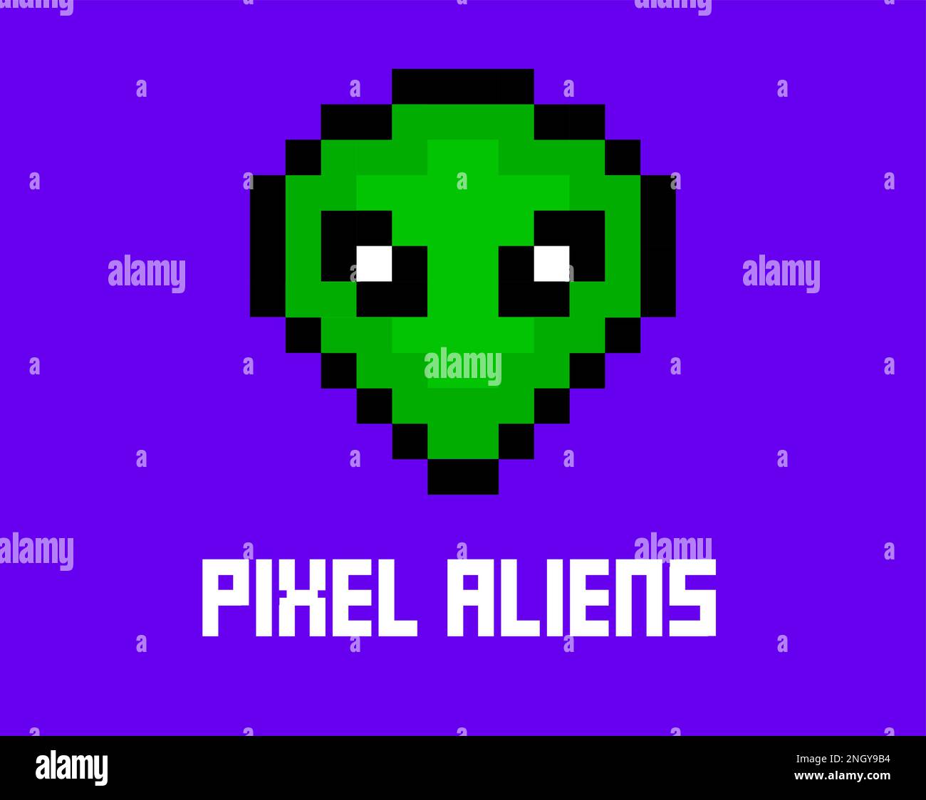Pixel Alien 8 bit art. graphique cosmique dessin animé pixel Alien ...