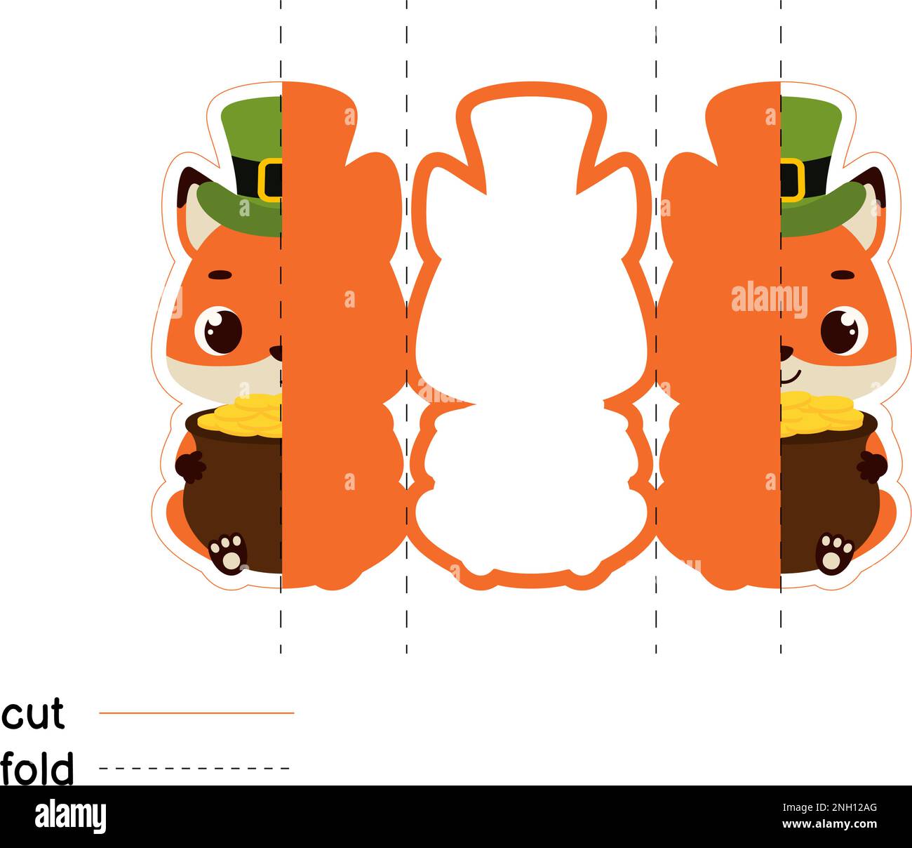 Un joli renard en chapeau de lepretchun vert tient le melon avec des ...