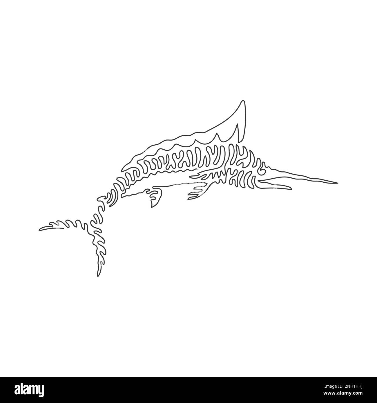 Un seul dessin d'une ligne de l'art abstrait de marlin à long nez ...