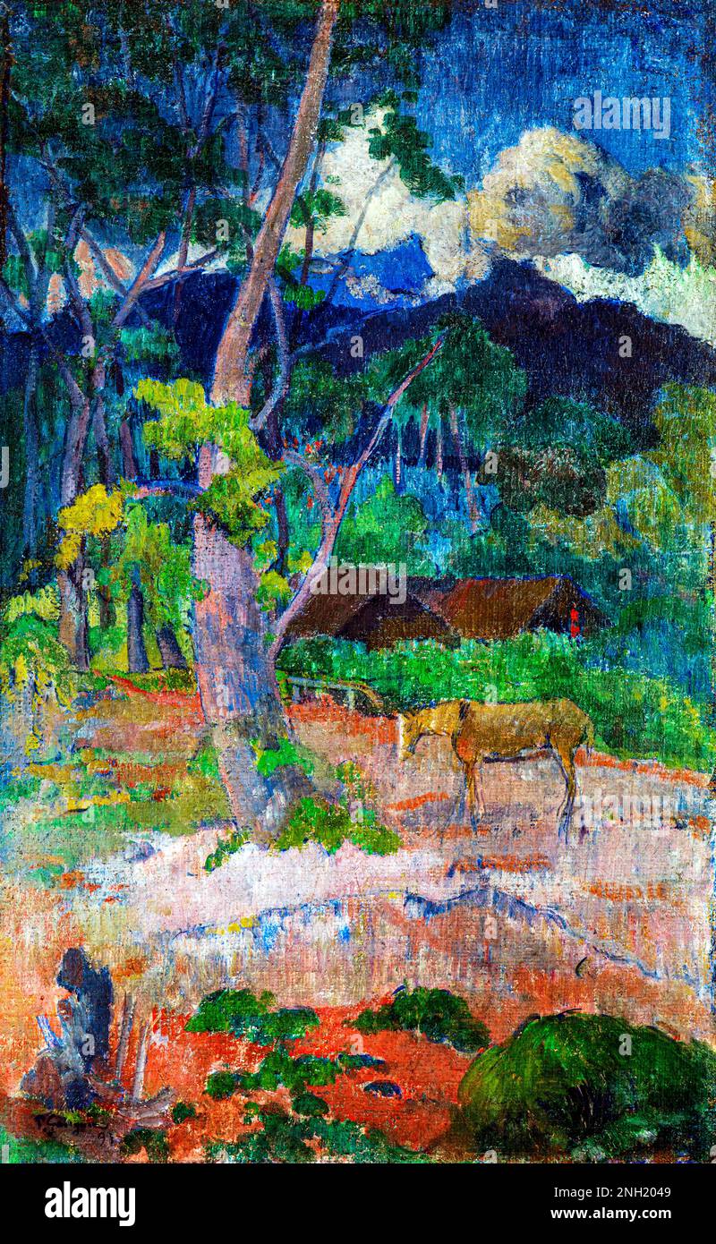 Le paysage de Paul Gauguin avec un cheval (1899) célèbre peinture ...