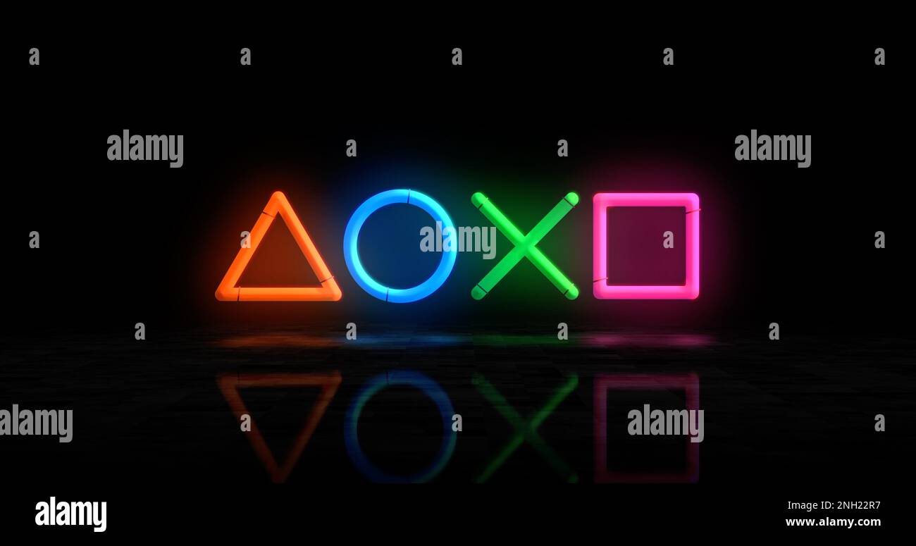 Icônes de joystick, symbole de néon. Contrôleur de jeu vidéo eSport ...