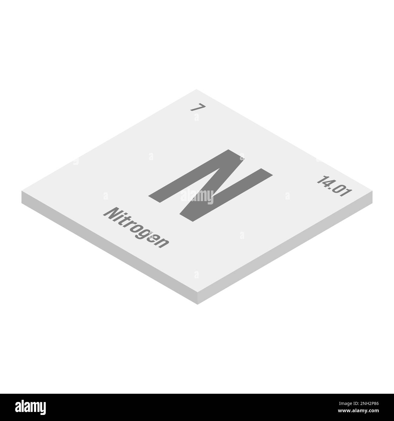 Azote, N, gris 3D illustration isométrique de l'élément de table ...