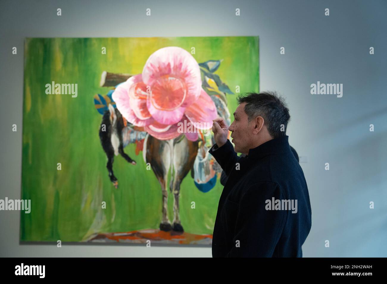 The painter Santi Moix during the presentation of his anthological ...