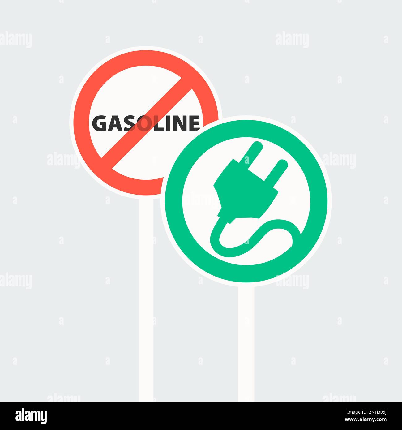 Signalisation routière interdisant les véhicules à essence. Cercle ...