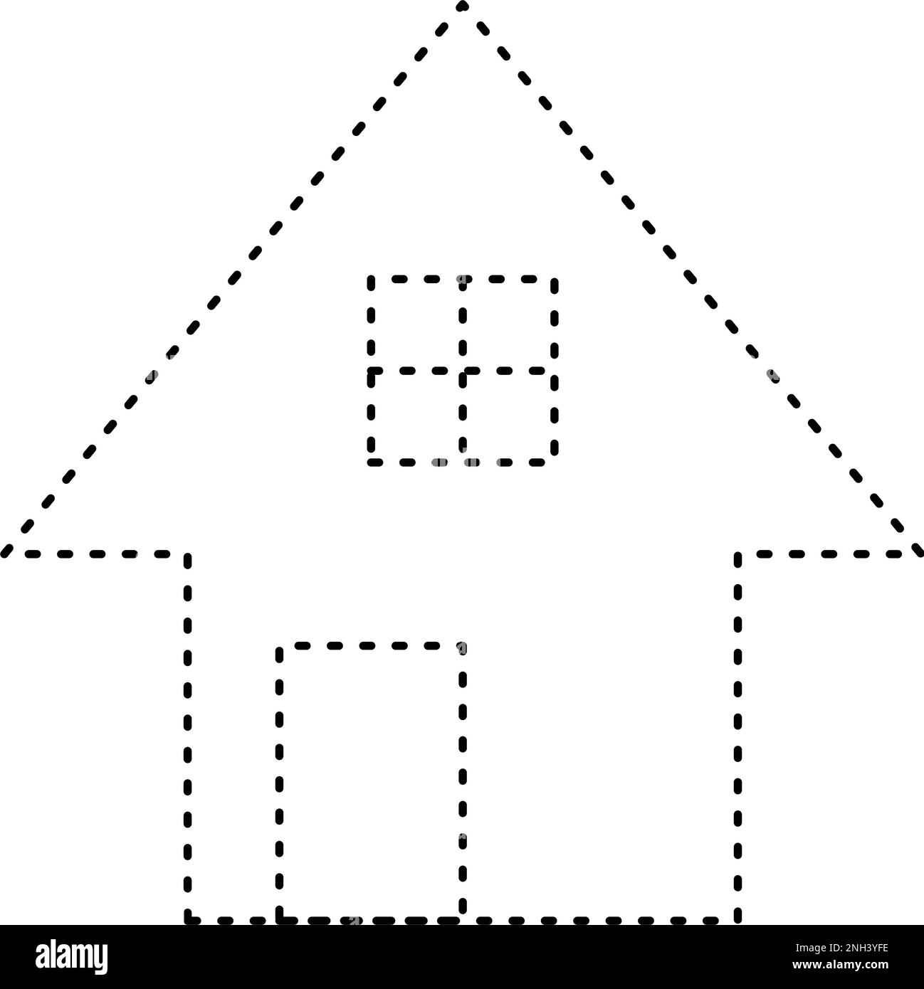Maison de traçage lignes pointillées forme pour les enfants d'école ...