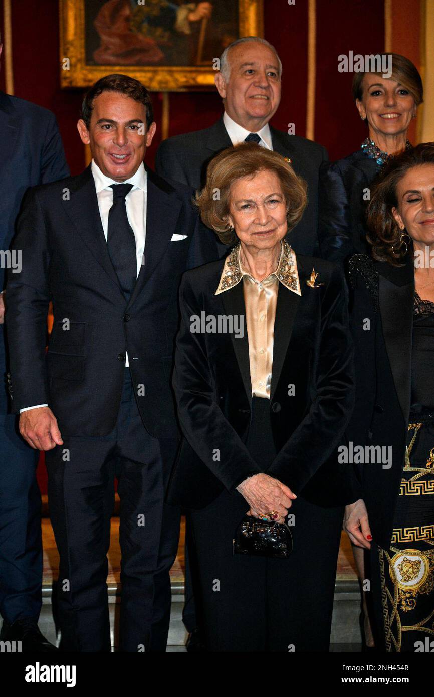 Queen Sofia poses with the award winners at the presentation of the ...