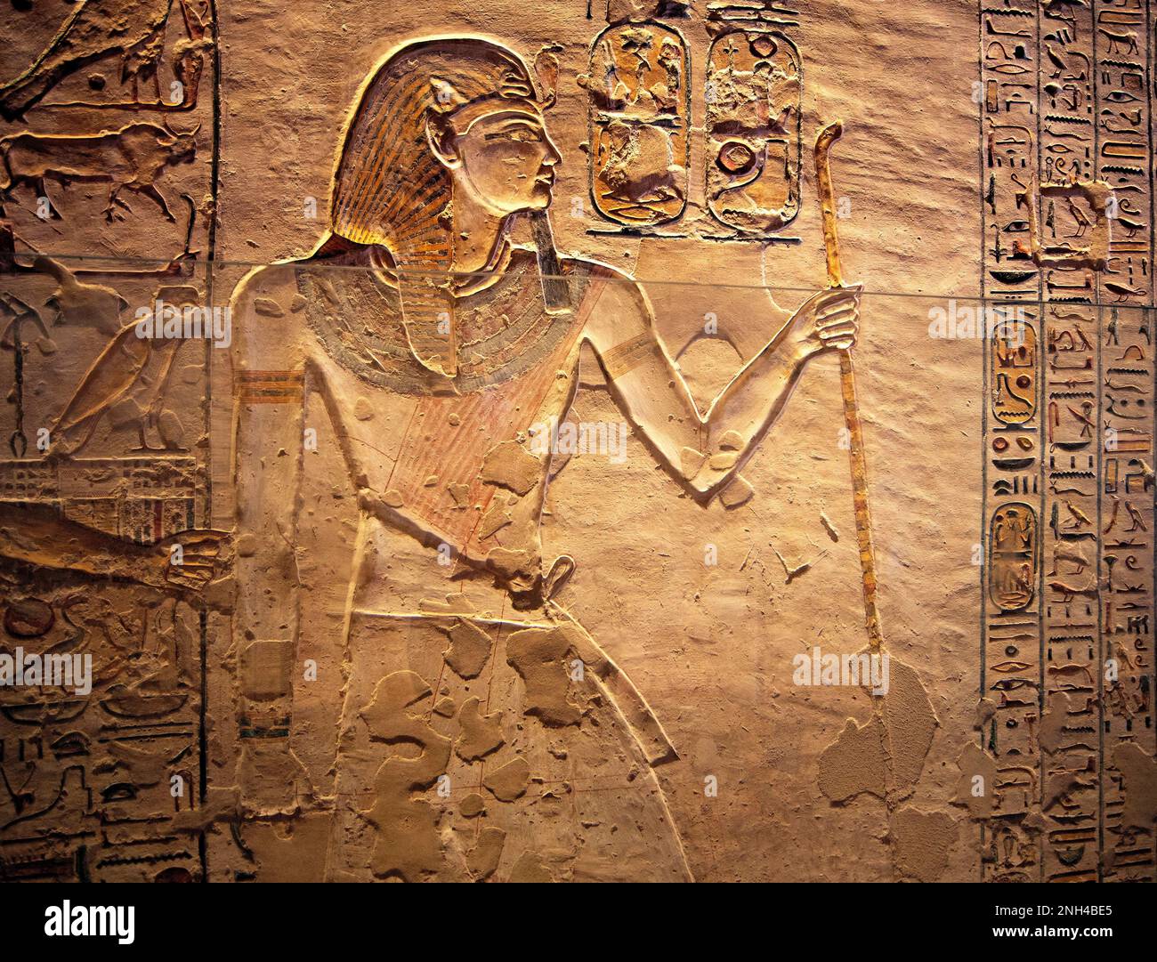 Dessin de roche dans le tombeau royal de Ramses IX, Vallée des Rois ...