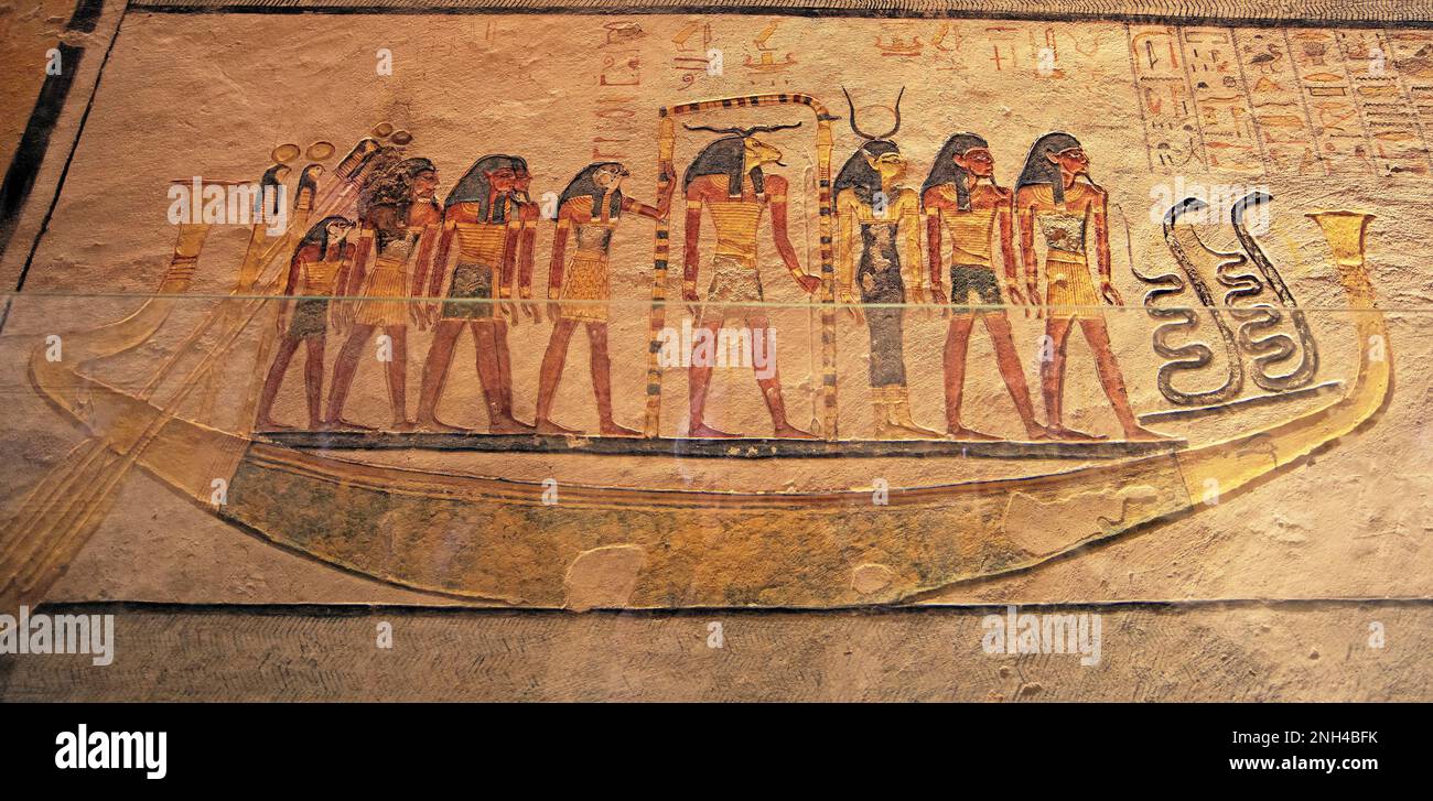 Dessin de roche dans le tombeau royal de Ramses IX, Vallée des Rois ...