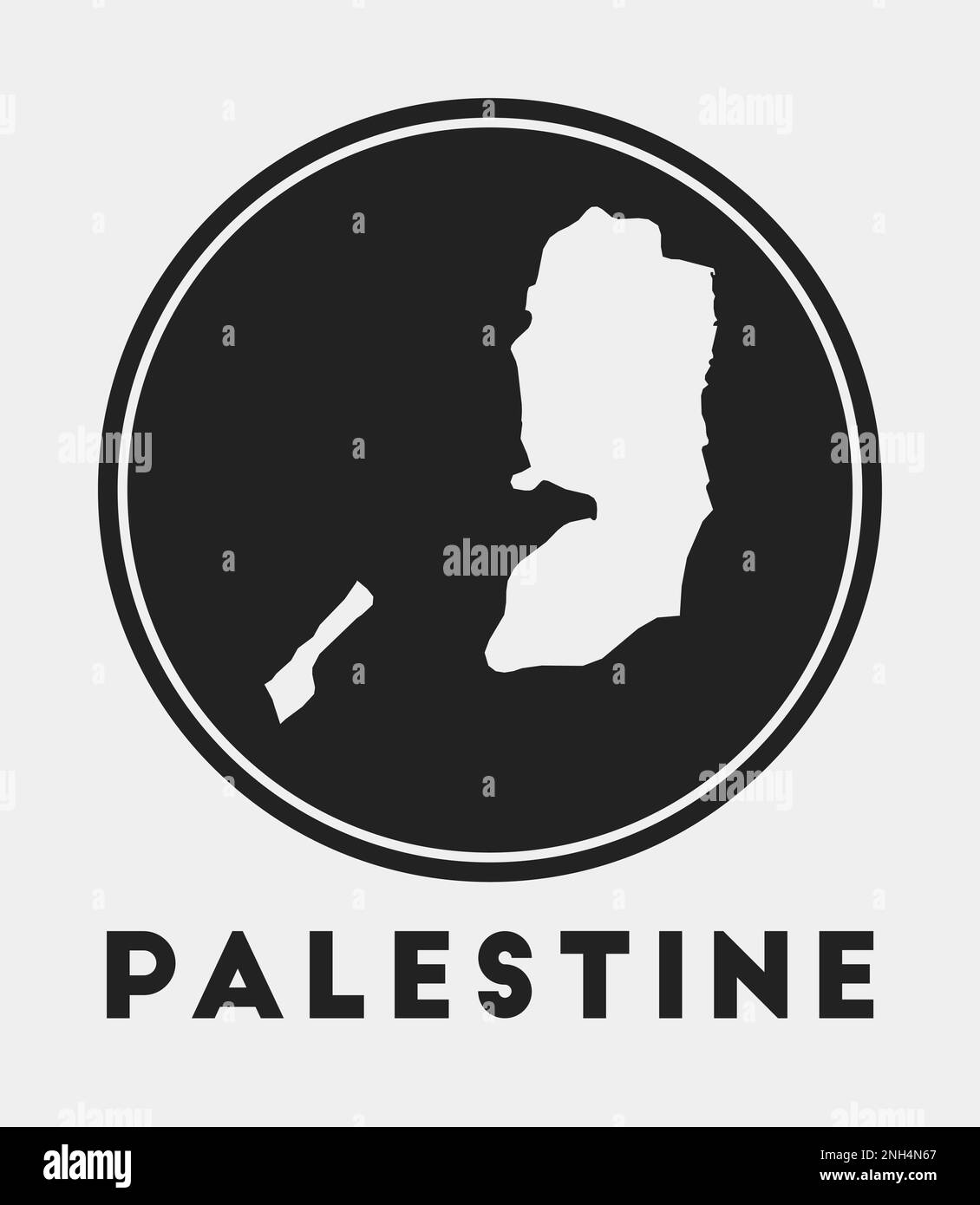 Icône Palestine. Logo rond avec carte du pays et titre. Badge Palestine ...
