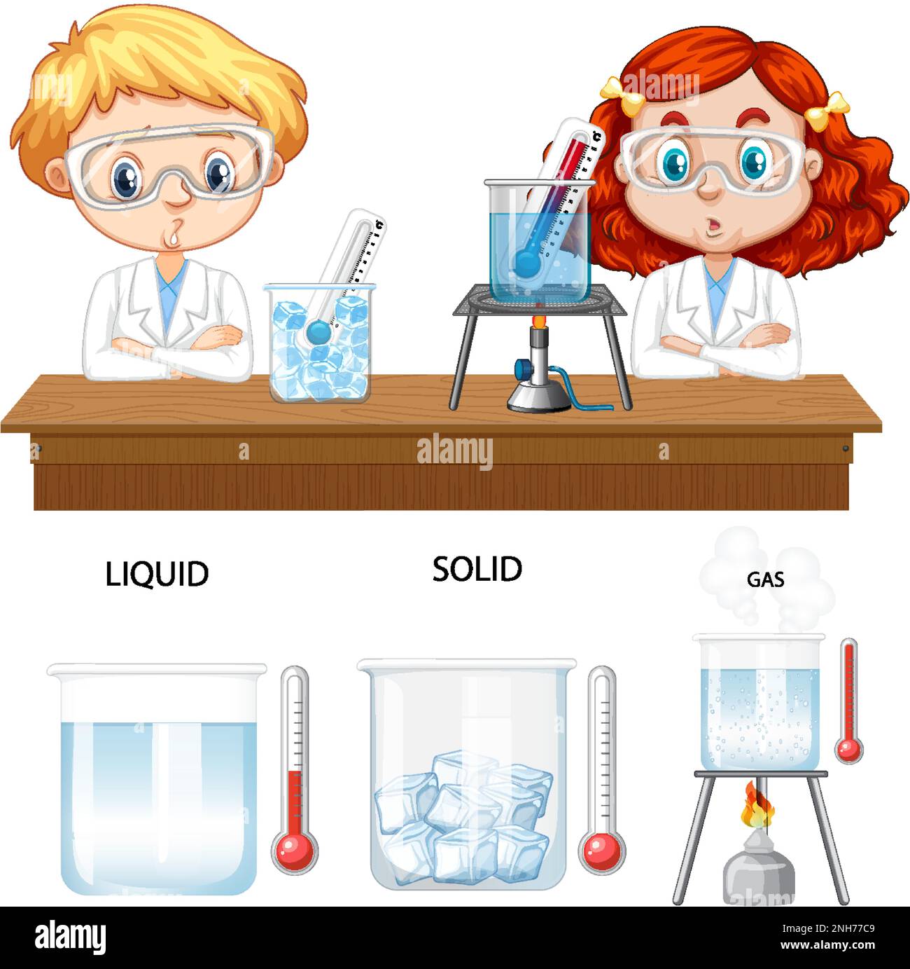 Illustration de l'expérience chimique réalisée par l'étudiant Image ...