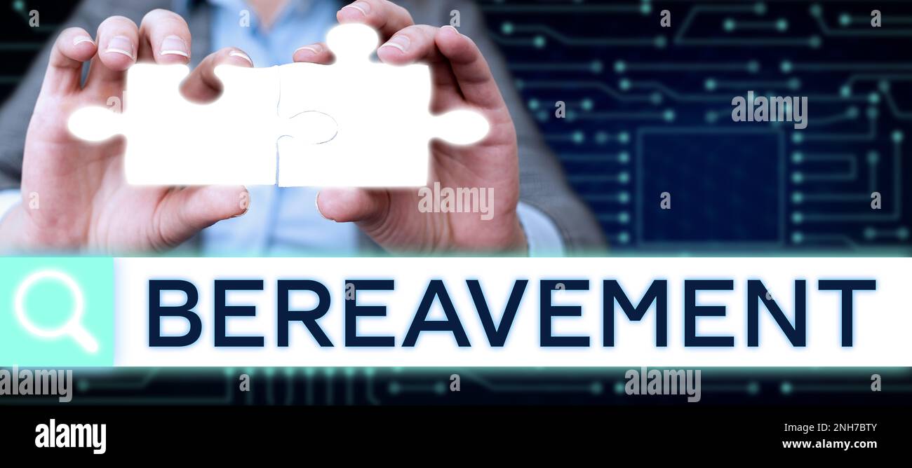 Inspiration montrant le signe Bereavement. Mot écrit sur une période de ...