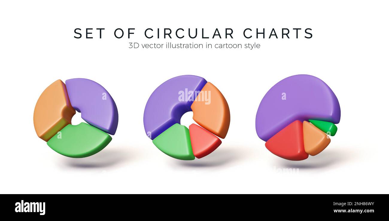 Icônes des graphiques à secteurs. Jeu de 3D graphes circulaires ...