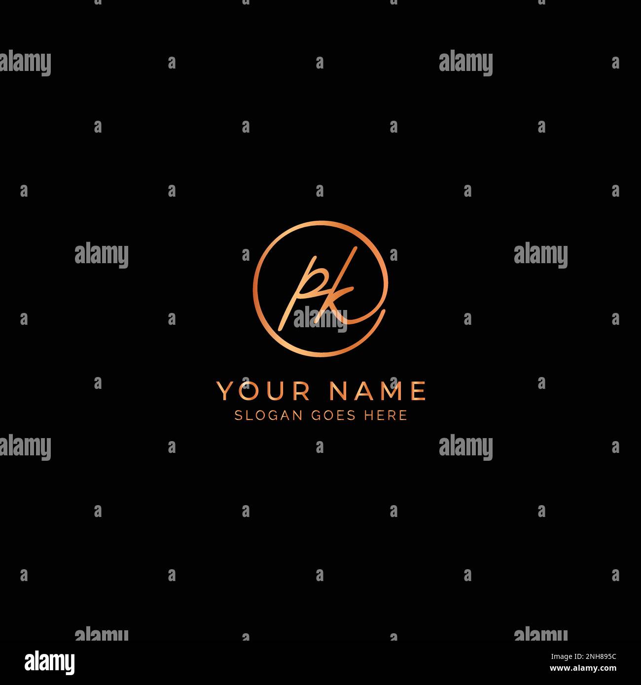 P, K, PK lettre initiale manuscrite et logo vectoriel de signature ...