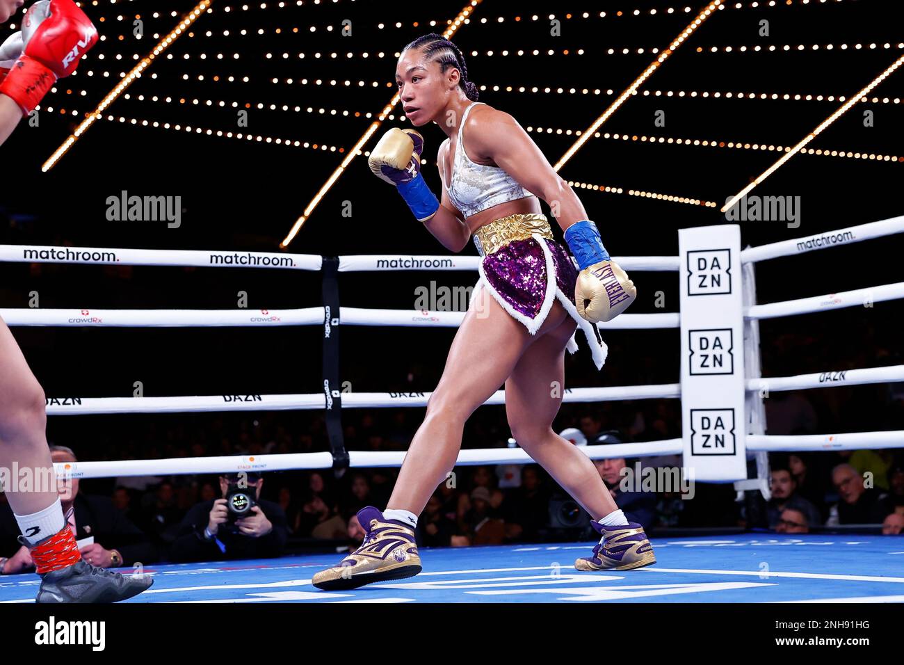 NEW YORK, NEW YORK - FEBRUARY 04: Alycia Baumgardner during her fight against Elhem Mekhaled(not ...