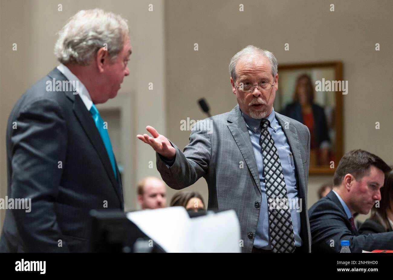 Prosecutor Creighton Waters, center, speaks with Alex Murdaugh's ...