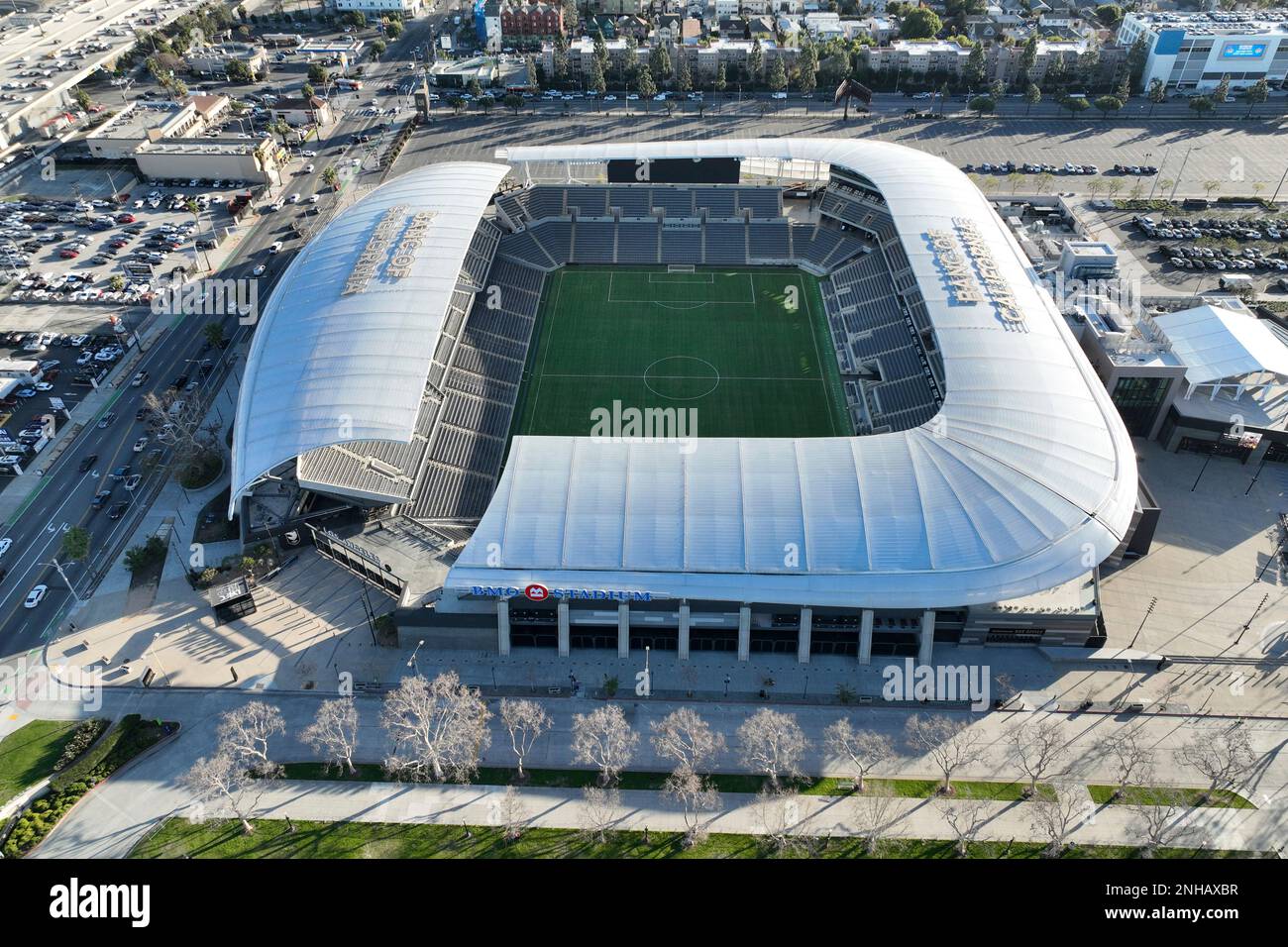 A general overall aerial view of BMO Stadium, formerly Banc of ...