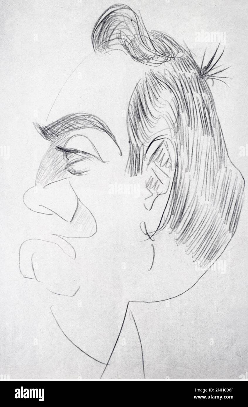 1915 CA, ITALIE : le ténor ENRICO CARUSO ( 1873 - 1921 ) autoportrait ...
