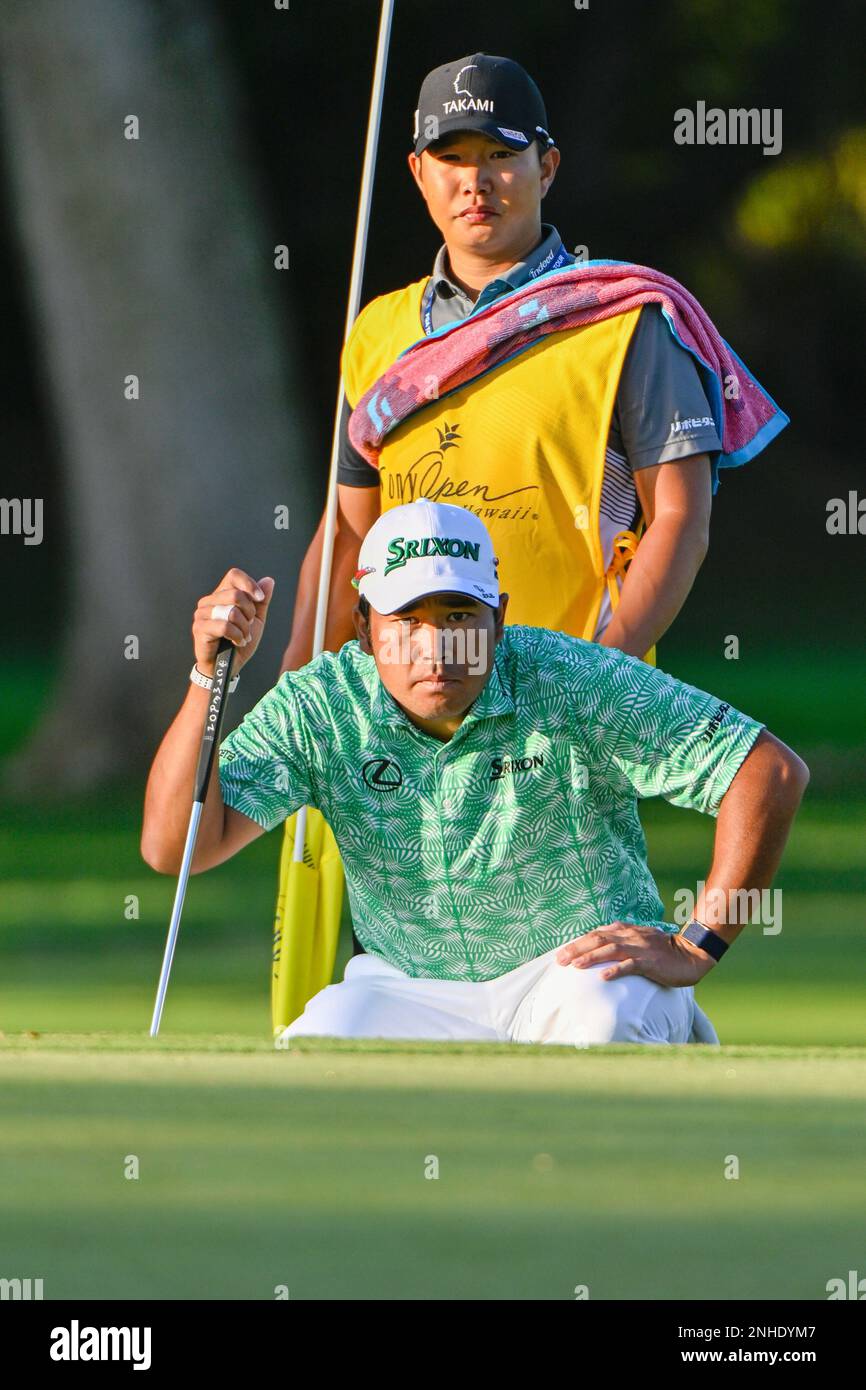 HONOLULU, HI - JANUARY 13: Hideki Matsuyama (JPN) looks over his putt ...