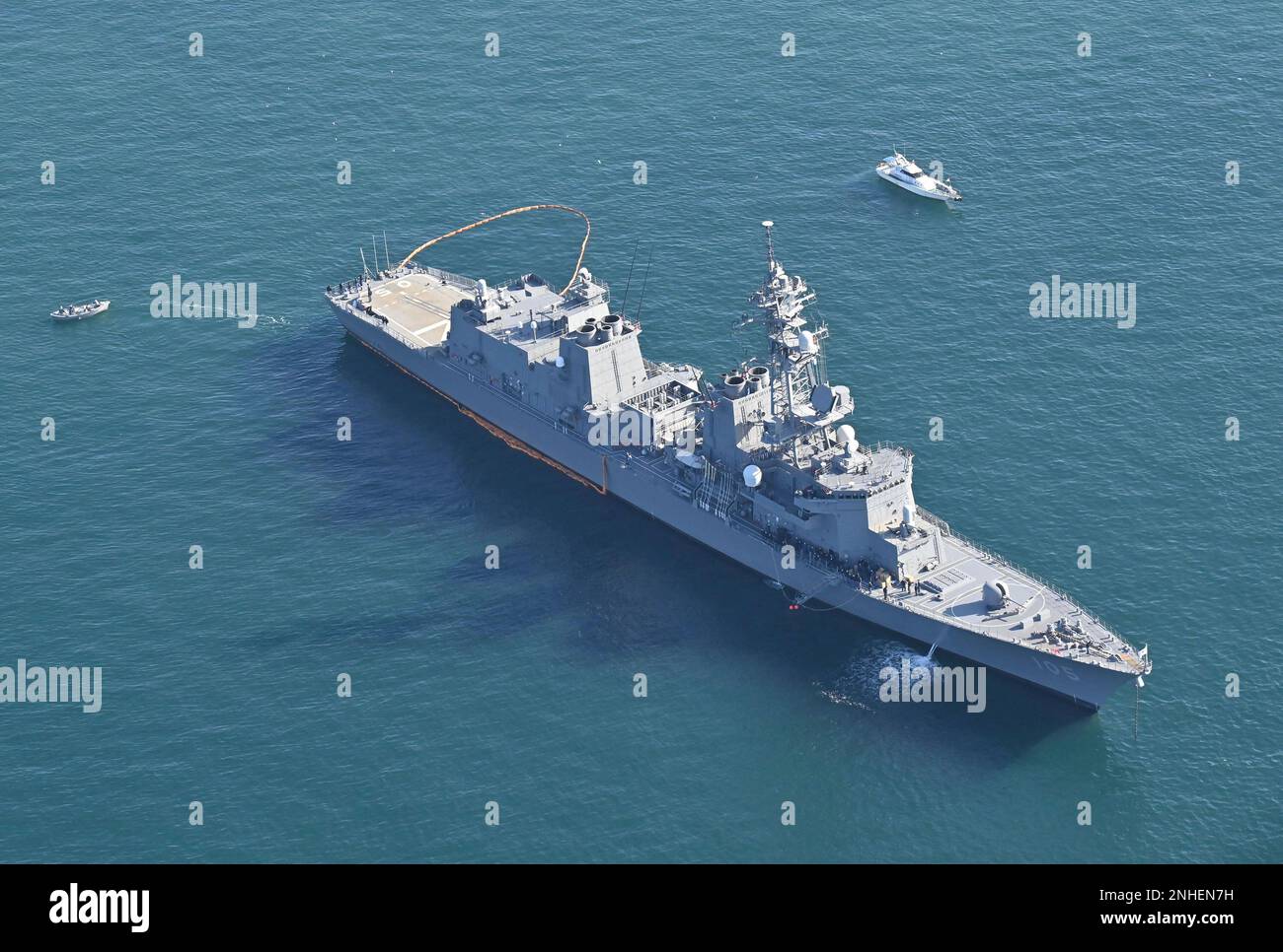 An aerial photo taken from Yomiuri's helicopter shows the Japanese ...