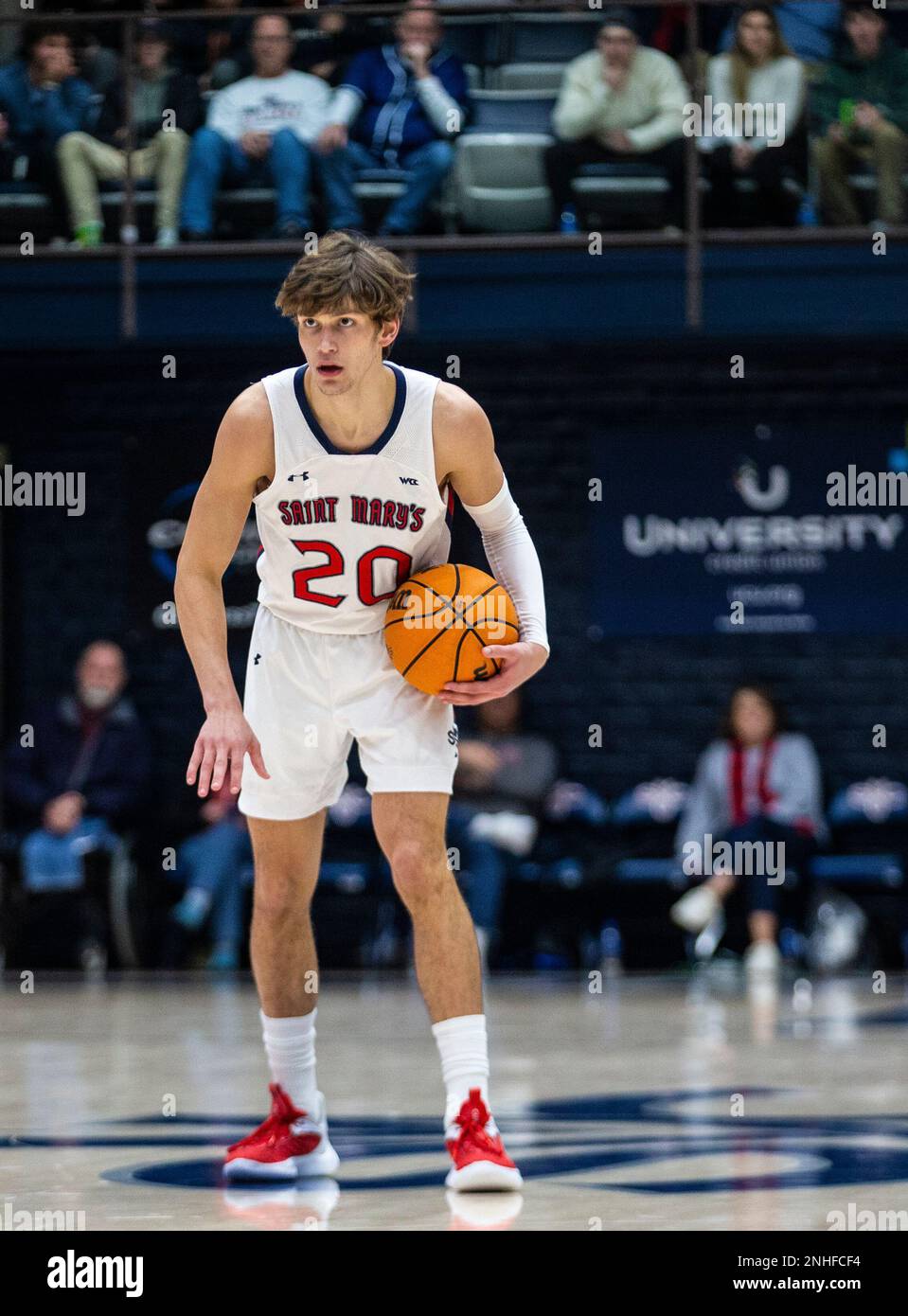 January 07, 2023 Moraga, CA U.S.A. St. Mary's guard Aidan Mahaney (20 ...