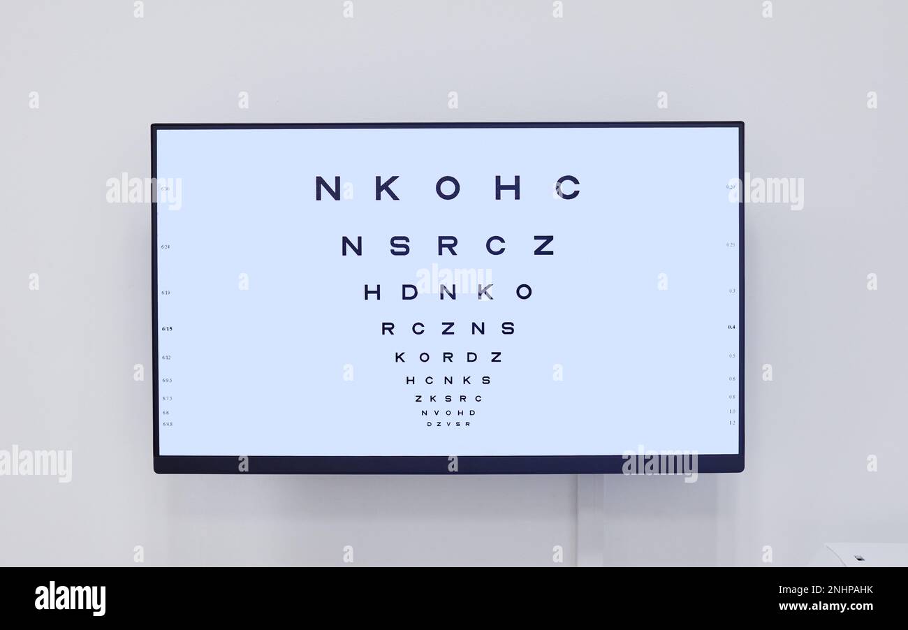 Carte des yeux, télévision et écran à l'hôpital pour l'examen d ...