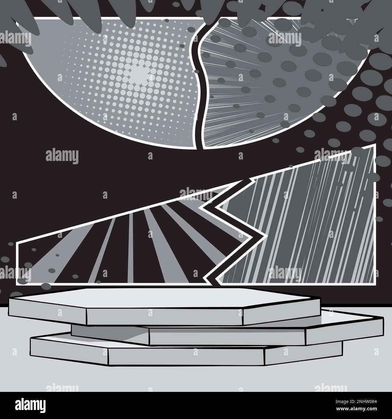 Dessin animé hexagonal gris Stage pour une présentation de maquette ...