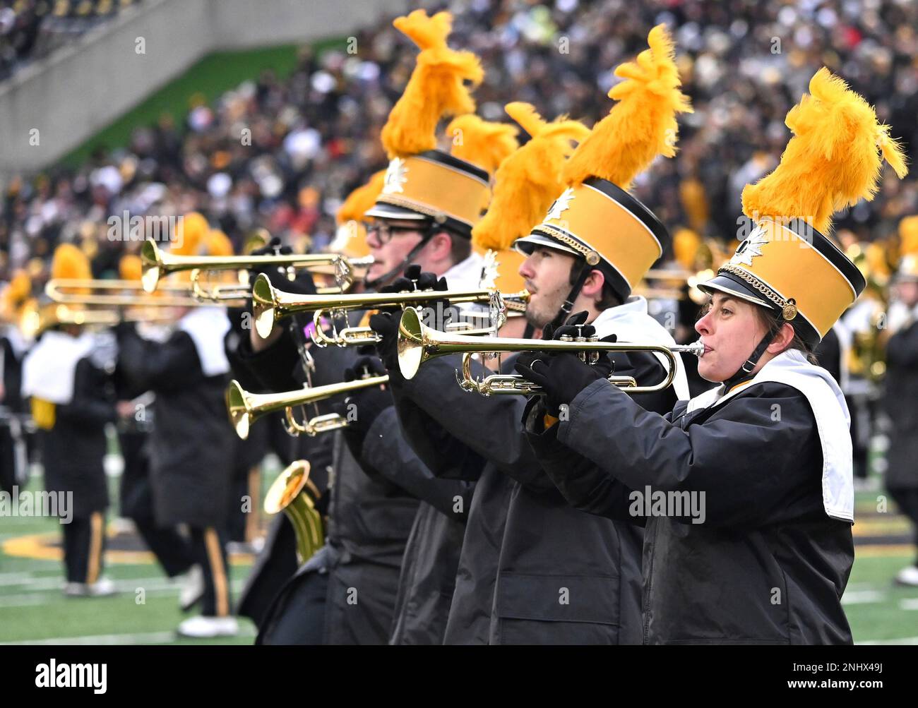 IOWA CITY, IA - NOVEMBER 12: Members of the Hawkeye marching band ...