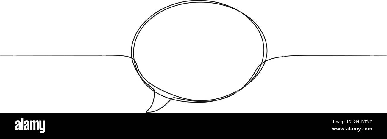 dessin continu d'une seule ligne d'une bulle de parole vide ...