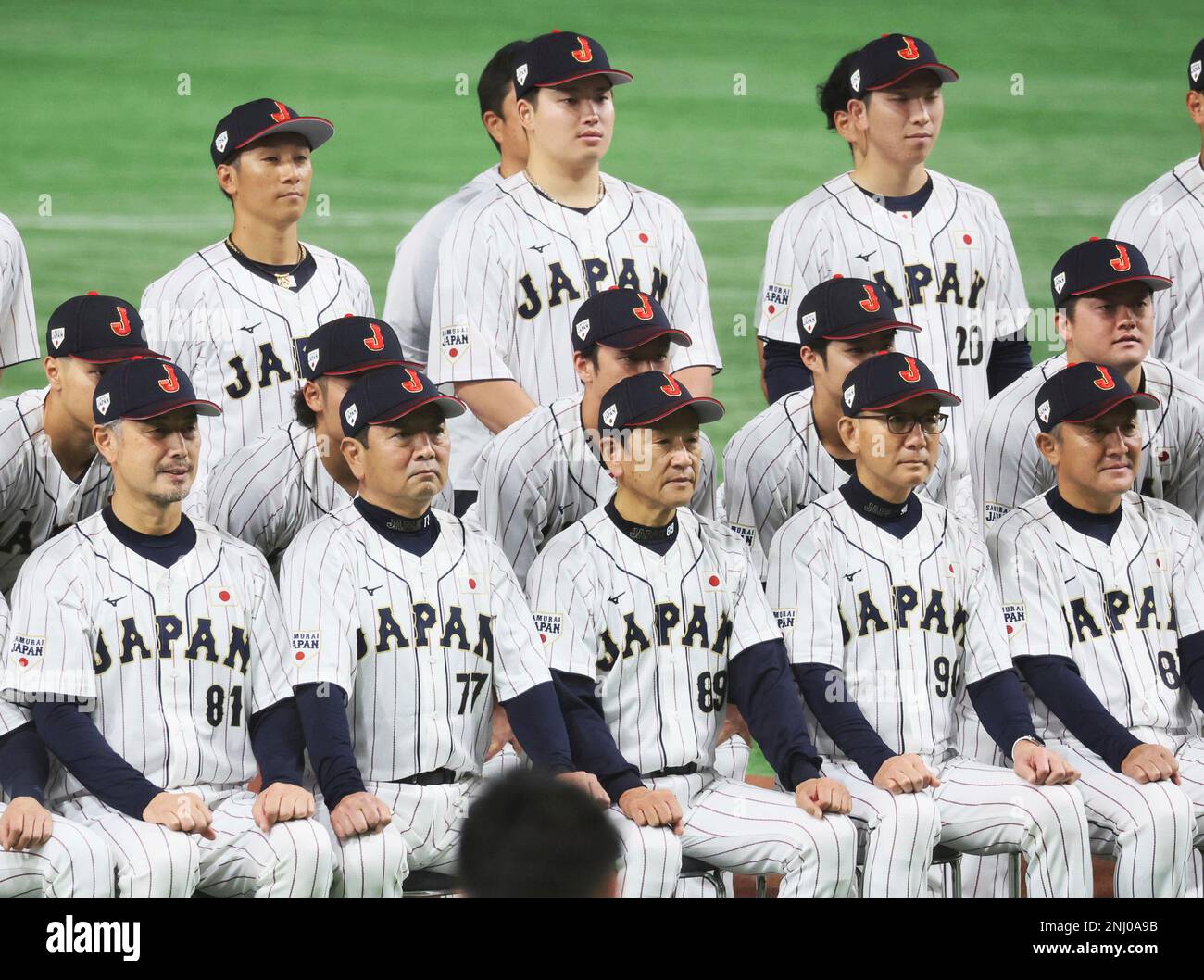 An official practice of Japan national baseball team (Samurai Japan) in held at Tokyo Dome in ...