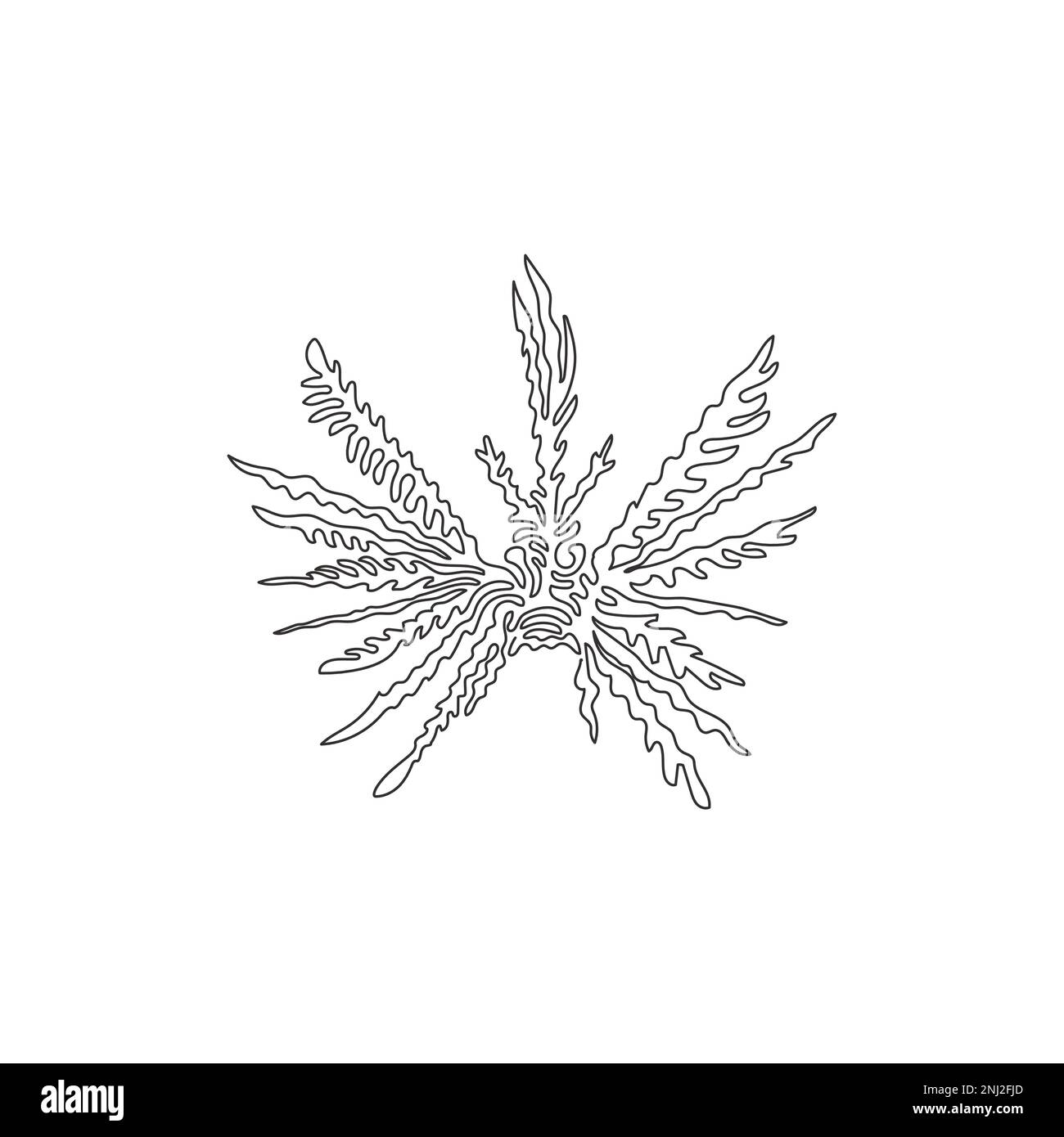 Dessin continu d'une ligne de courbe de lionfish exotique art abstrait ...