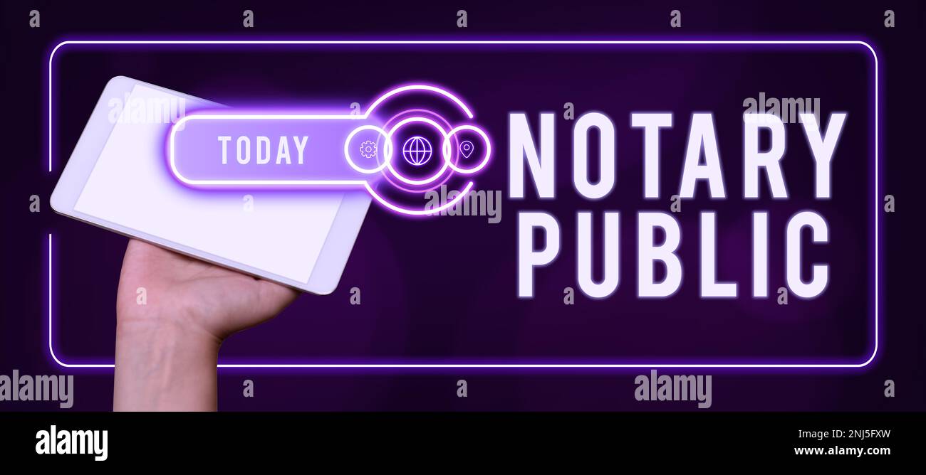 Texte de l'écriture manuscrite Notaire Public. Photo conceptuelle ...