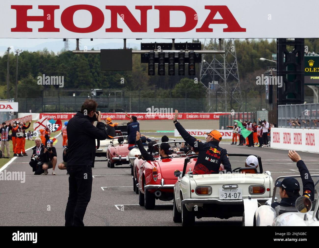 Max Verstappen (2nd from R), a Belgian-Dutch racing driver and the 2021 ...