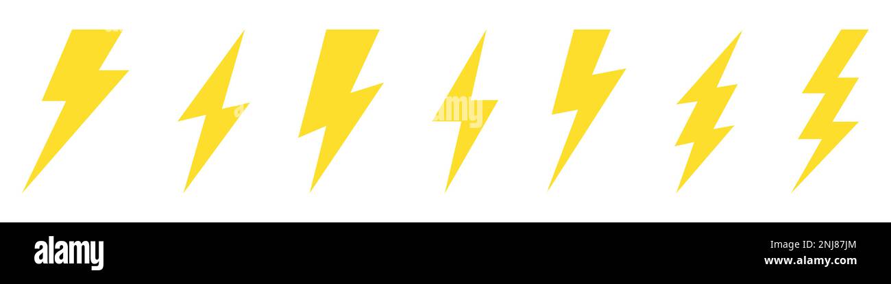 Ensemble de logos de éclair électrique Vector isolé sur fond blanc pour symbole de puissance ...